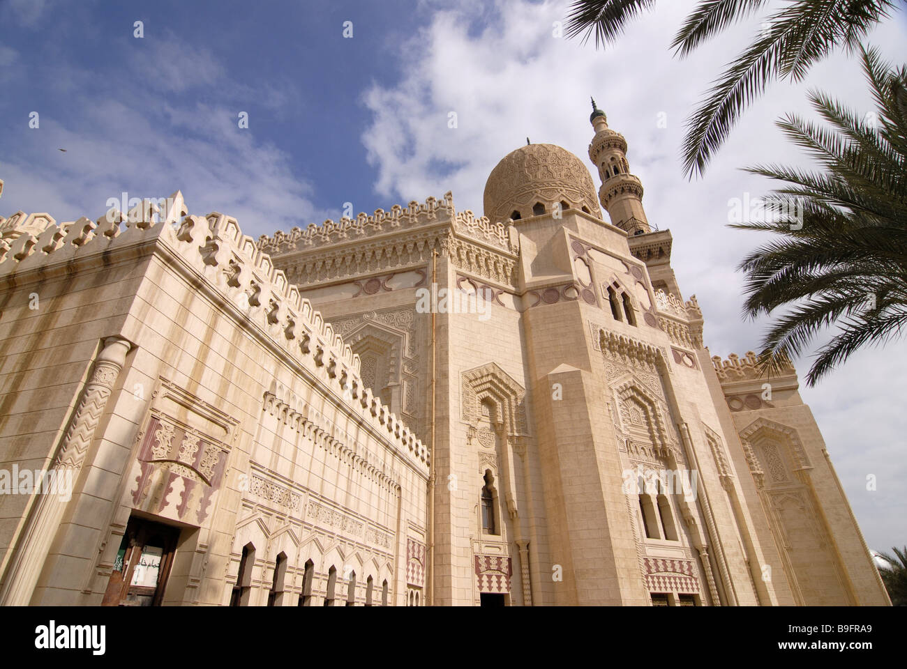 Egypt Alexandria mosque Abu-el-Abbas-el-Mursi-mosque detail from below ...