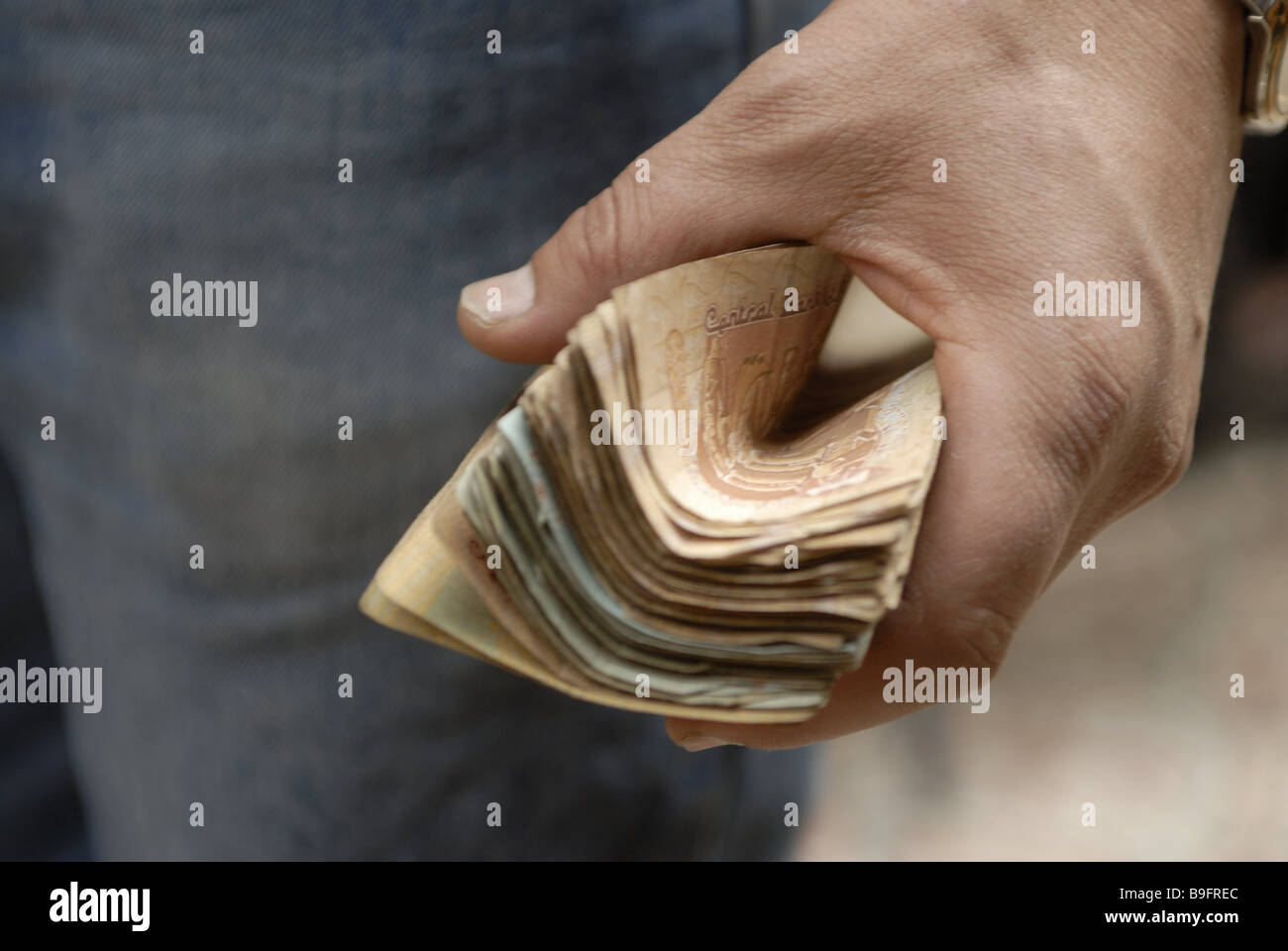 Egypt Cairo man detail hand bills people holds man's-hand money paper ...