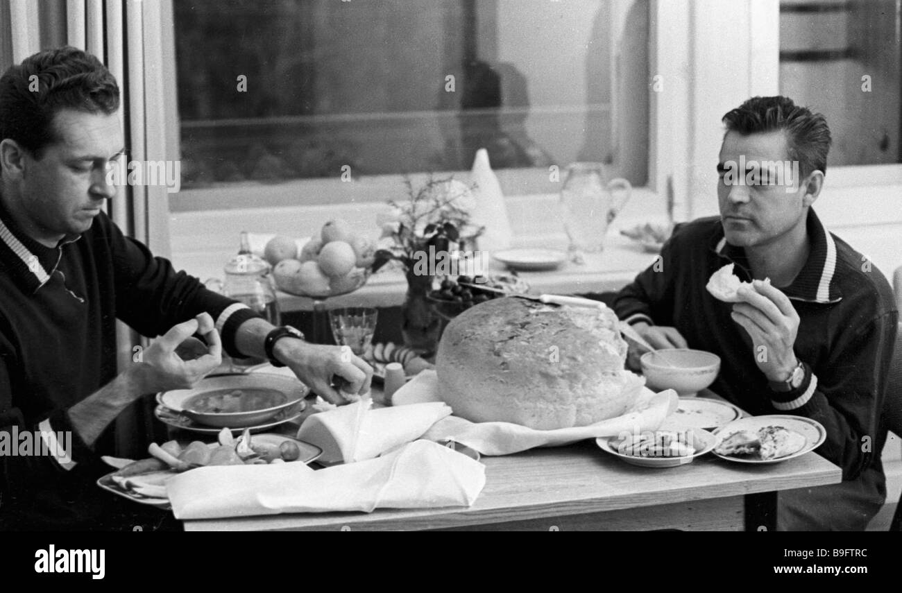 Soyuz 9 spacecraft crew members Andrian Nikolayev and Vitaly ...