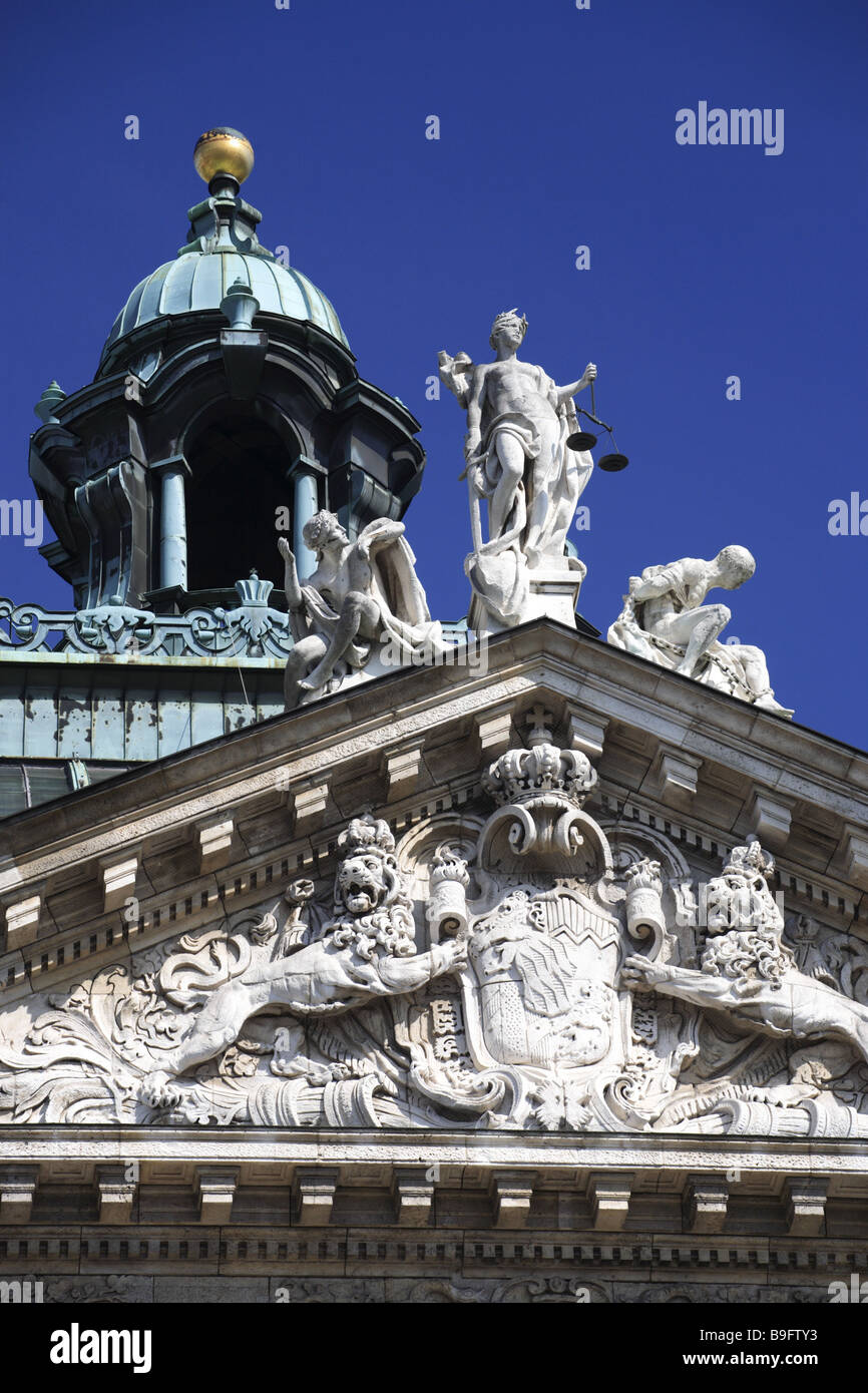 Germany Bavaria Munich justice-palace detail roof figures Stock Photo ...