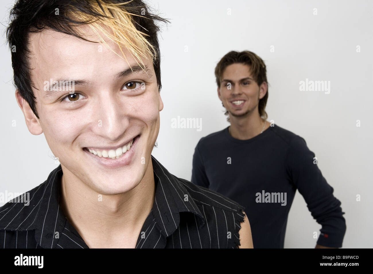 Men young smile semi-portrait series people friends friendship young ...