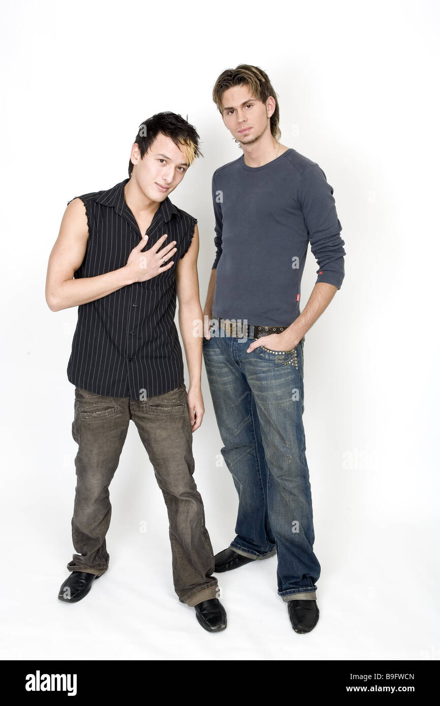 Men young smile stands indoors series people friends friendship young ...