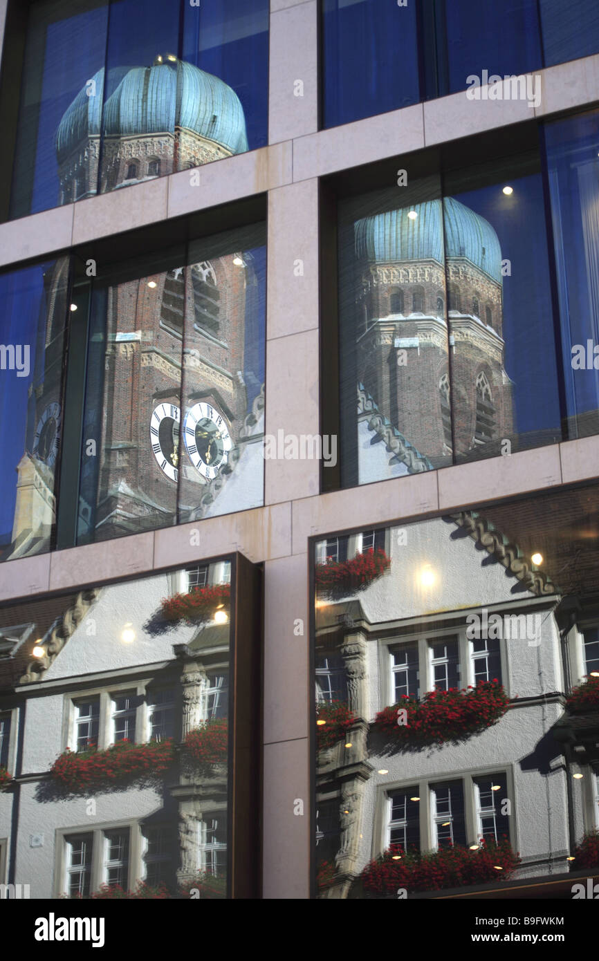 Germany Bavaria Munich windows reflection women-towers Stock Photo - Alamy