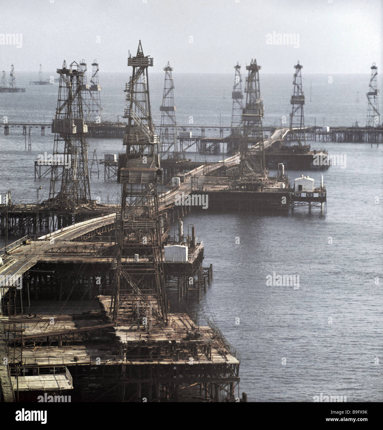 Offshore oil derricks in Baku Stock Photo - Alamy
