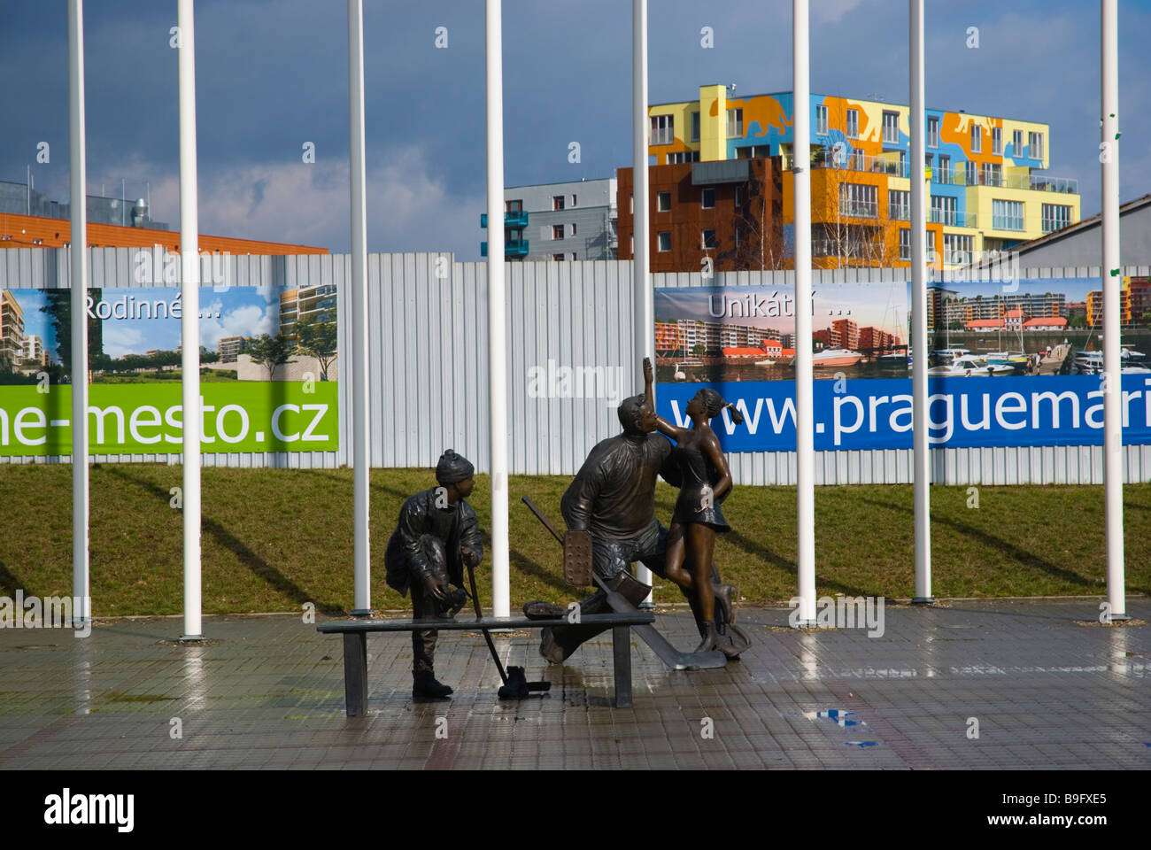 Statues outside O2 Arena at Ceskomoravska in Prague Czech Republic ...