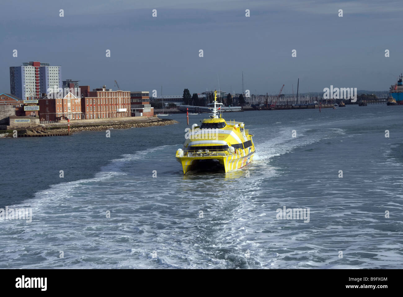 Isle of Wight Fast Cat Ferry setting out from Portsmouth, Hampshire ...