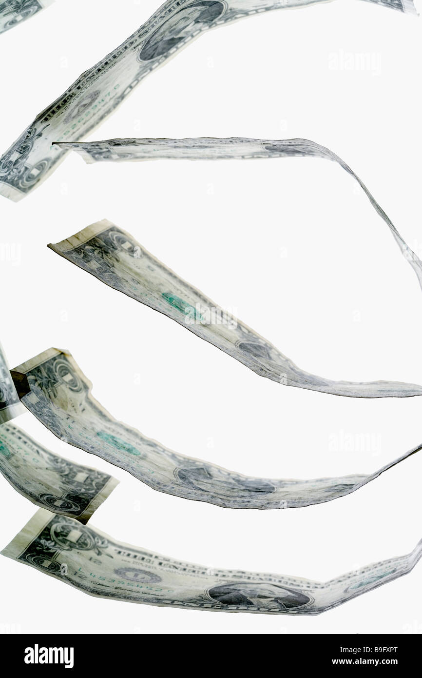 US dollar bills fall through the air Stock Photo - Alamy