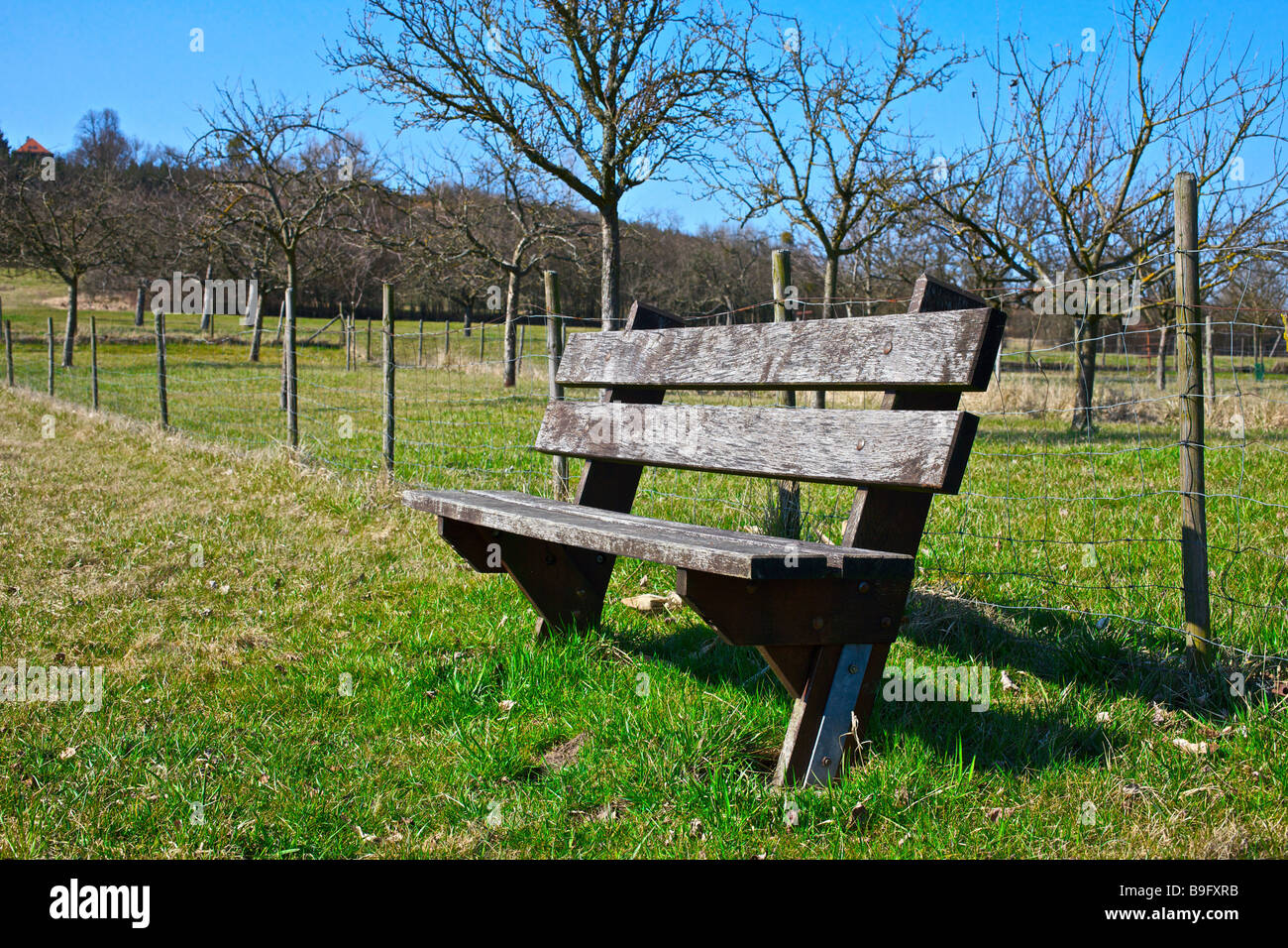 bench in the countryside Stock Photo - Alamy