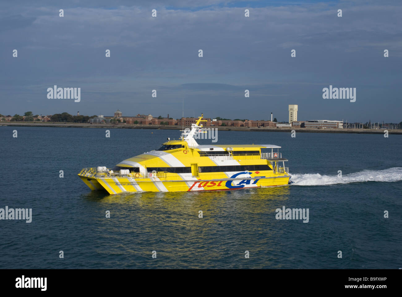 Isle of Wight Fast Cat Ferry setting out from Portsmouth, Hampshire ...
