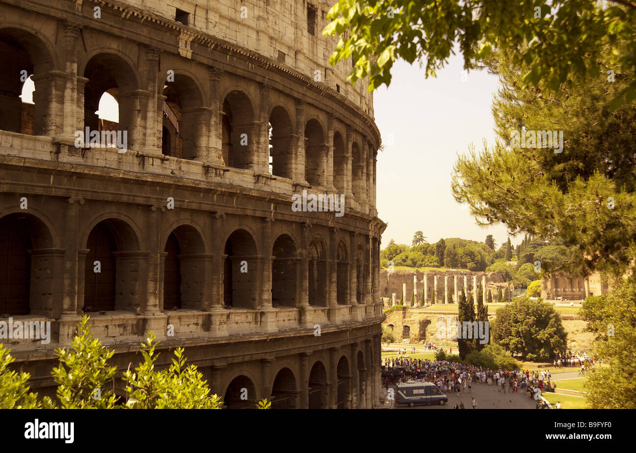 Italy Rome coliseum detail summer sunset capital piazza Del Colosseo ...