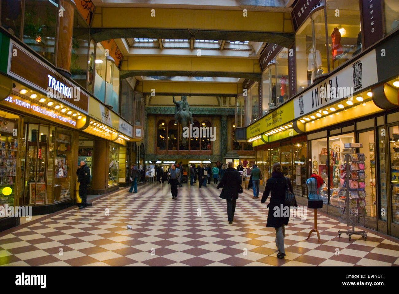 Lucerna Pasaz shopping arcade in New Town of Prague Czech Republic ...