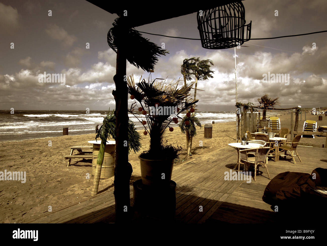 Netherlands Holland Scheveningen beach beach-pub deserted North lake ...