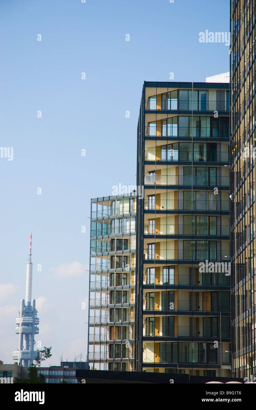 Central Park Praha developments in district of Zizkov with TV tower in ...
