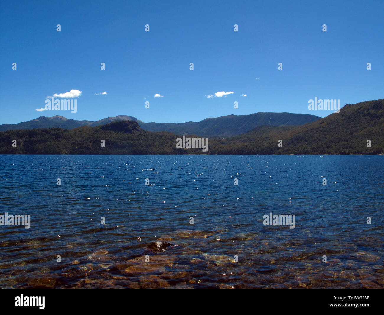 The lake Lacar in the Lanin national park at the Argentinean Patagonia ...