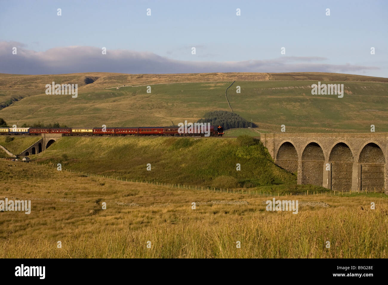 Steam train approaching Ribblehead Viaduct Stock Photo - Alamy