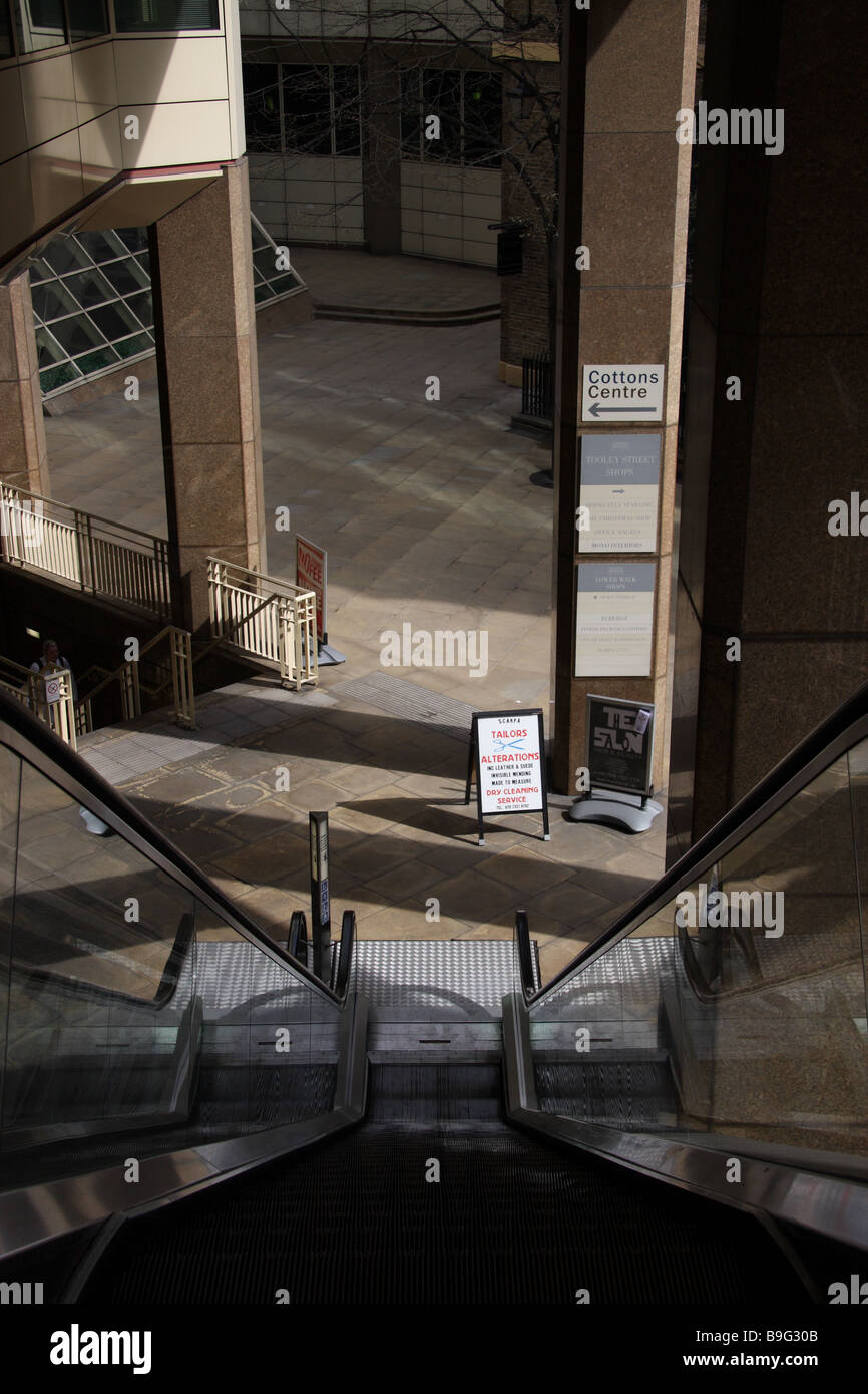 london england uk escalators modern architecture walk signs Stock Photo ...