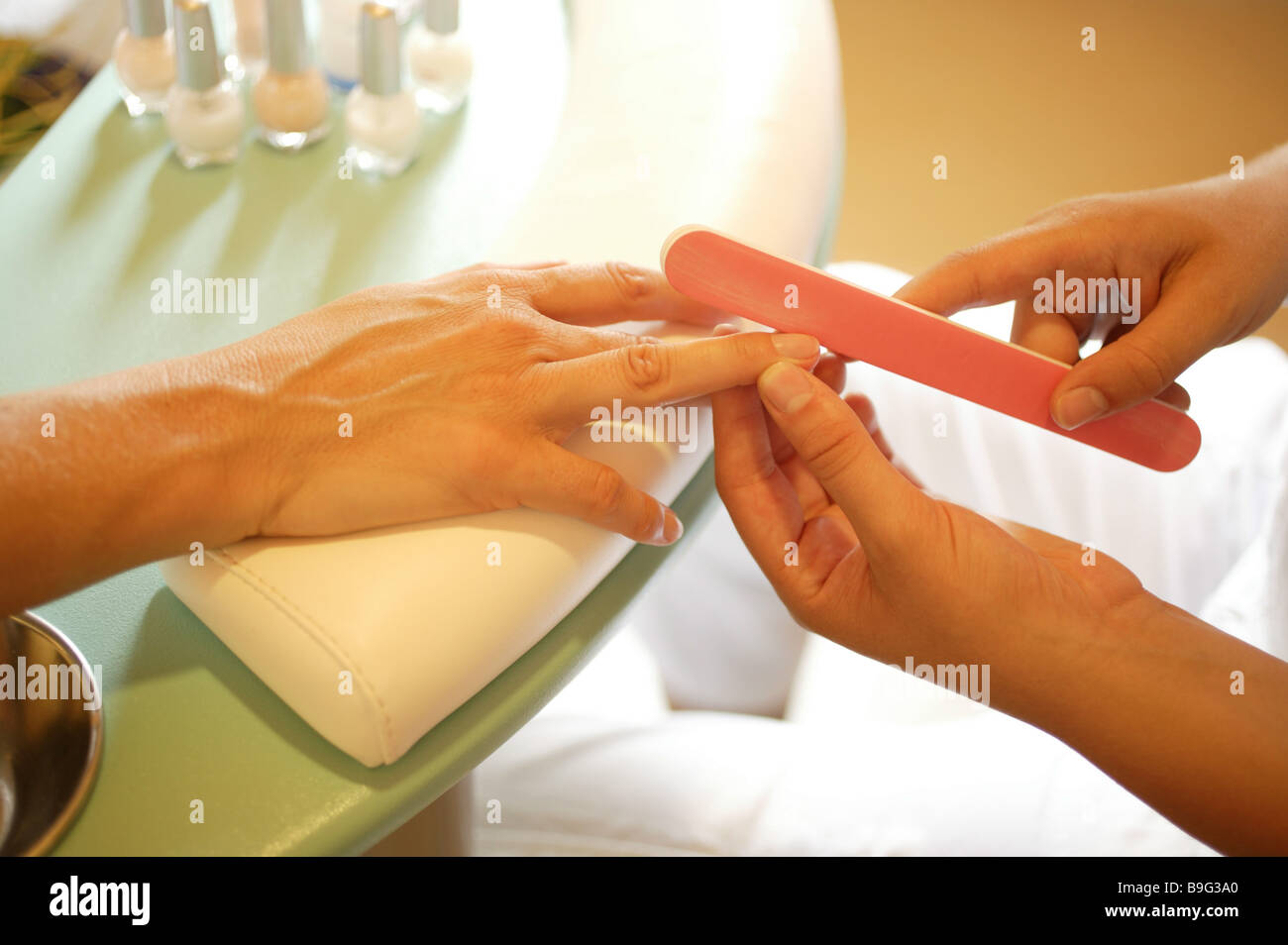 Woman cosmetics-treatment manicure detail Stock Photo - Alamy
