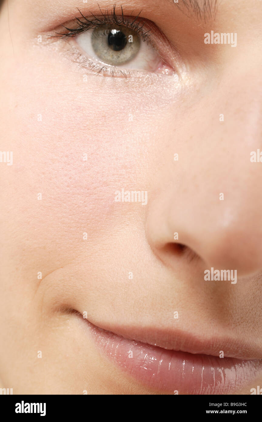 Woman young face detail Stock Photo - Alamy