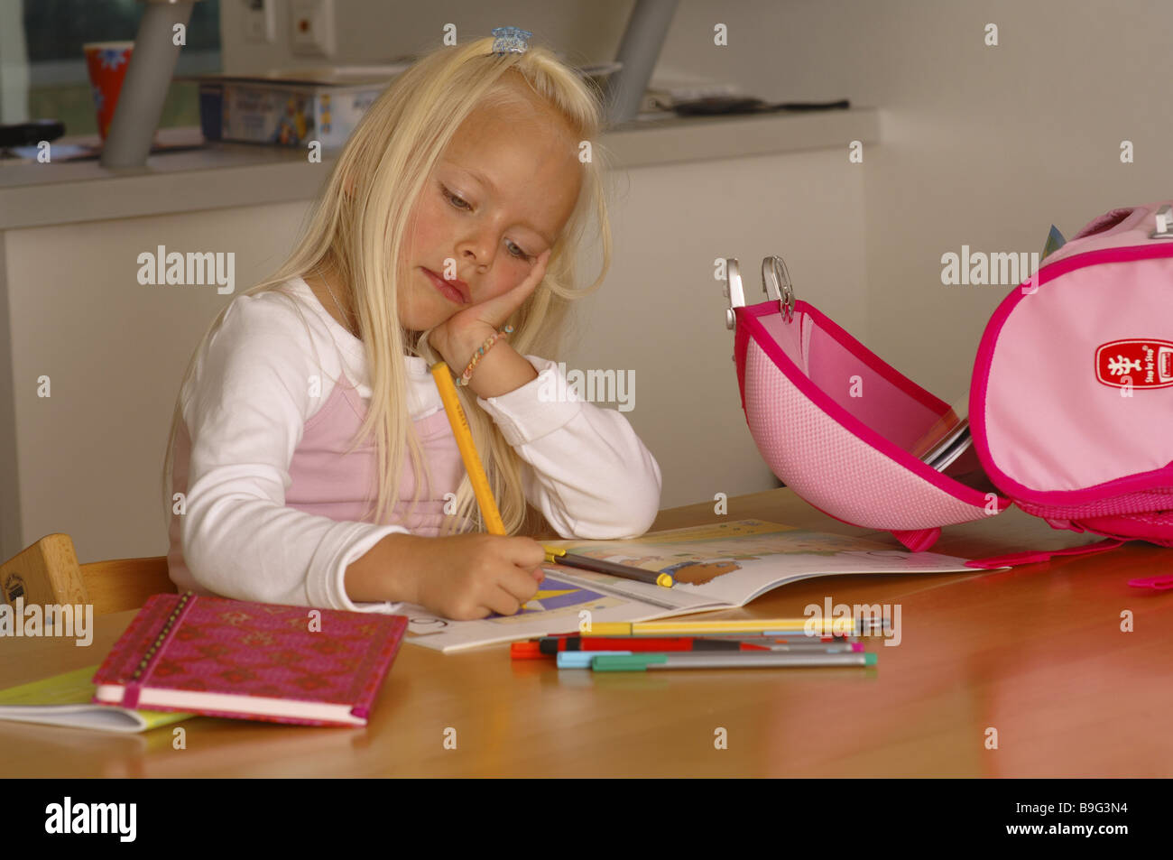 School child with satchel pens hi-res stock photography and images - Alamy