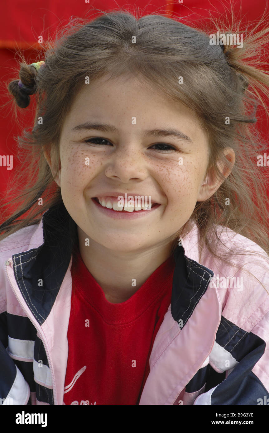 girl cheerfully smile portrait people child brunette freckles happily ...