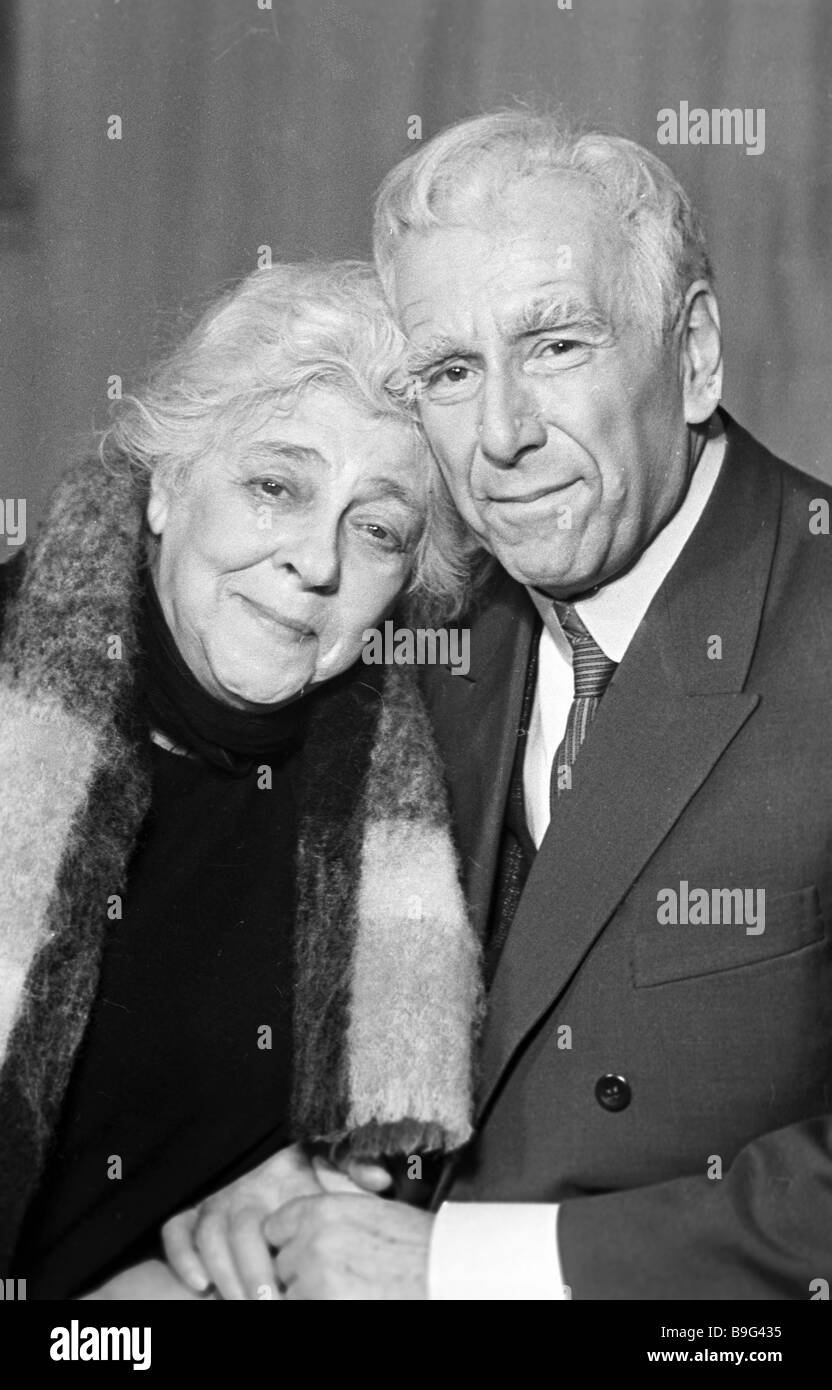 Mossovet theatre actors Faina Ranevskaya left and Rostislav Pliatt ...