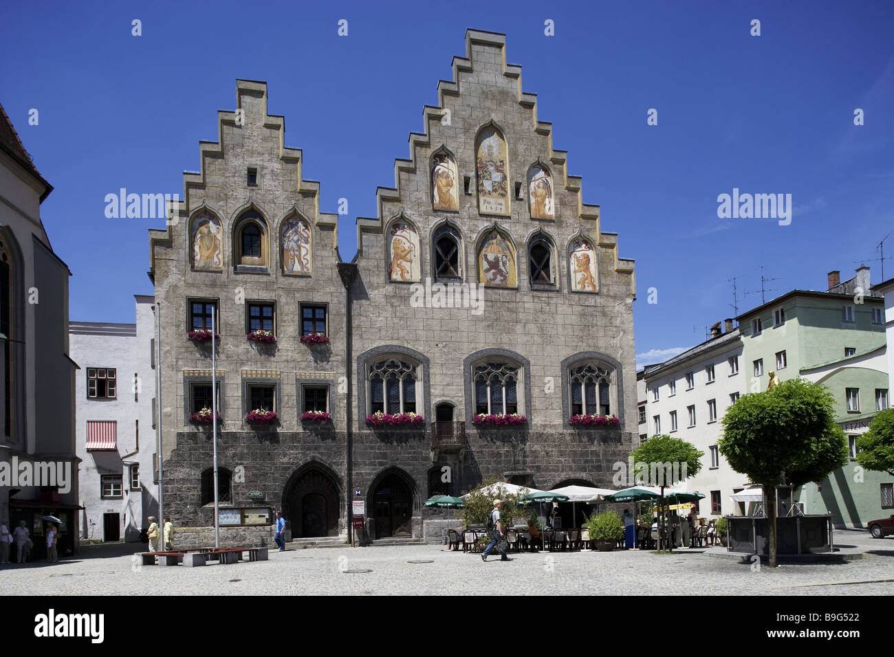 Germany Bavaria Wasserburg am Inn city view Marienplatz town hall ...