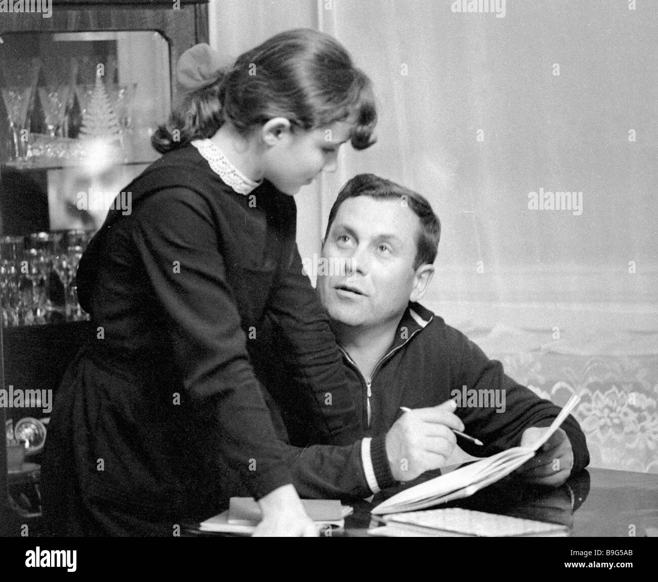 Cosmonaut Pavel Popovich right with senior daughter Natasha left Stock ...