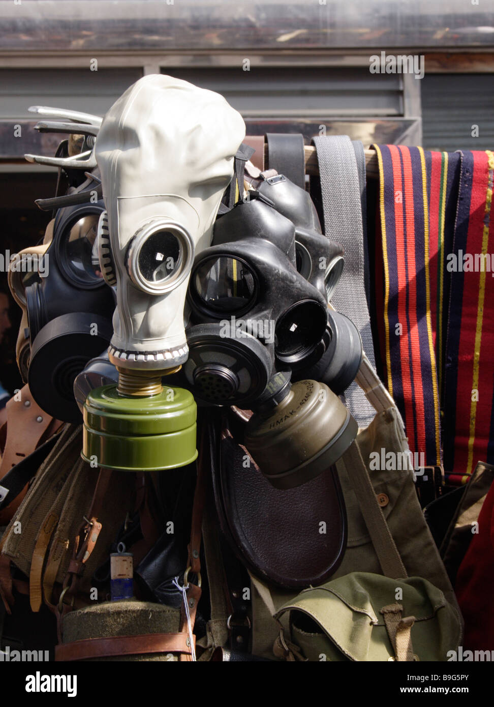 Antique gas masks for sale at Portobello Road Market London March 2009 ...