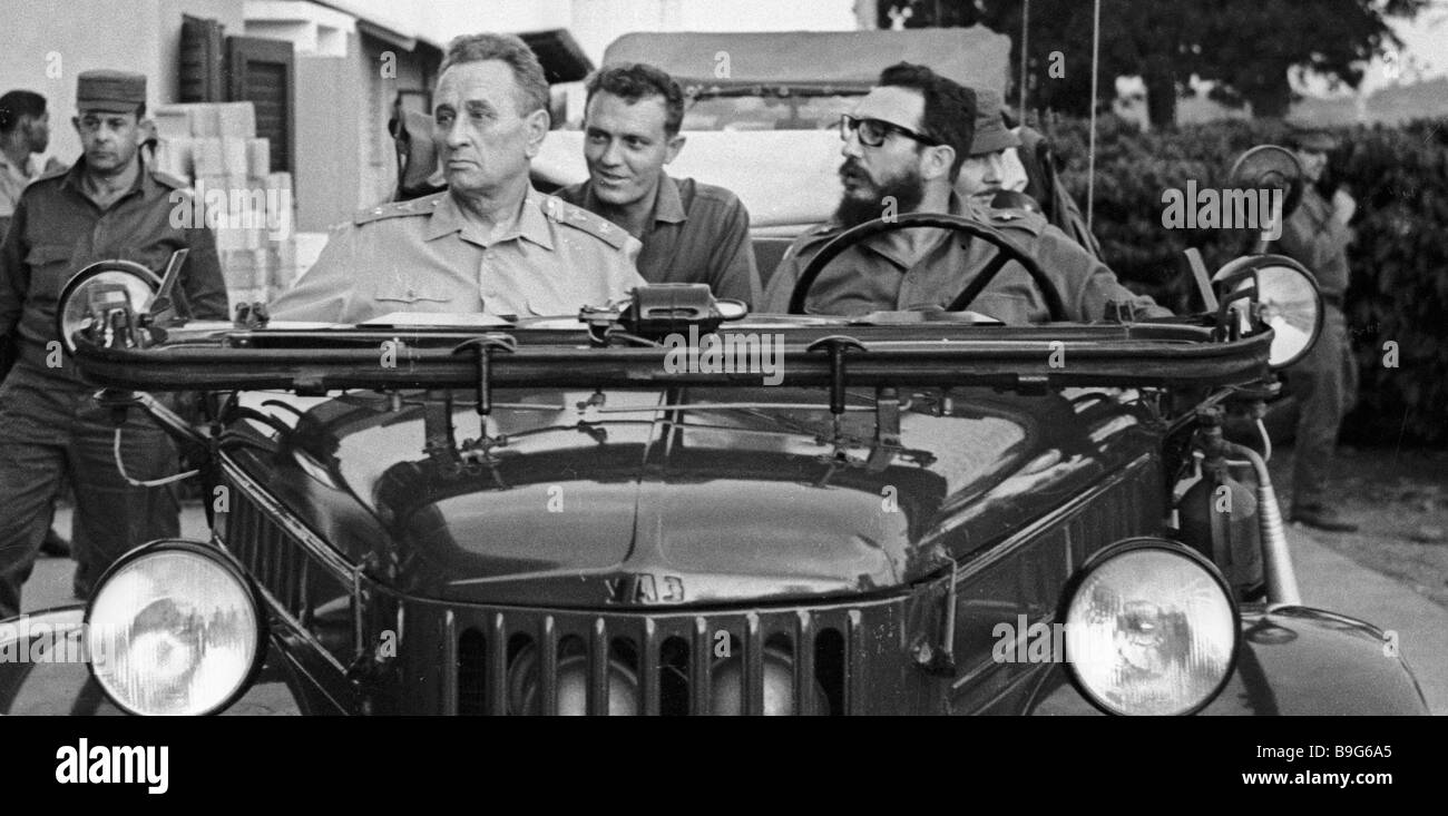 Cuban Prime Minister Fidel Castro driving and Armed Forces Minister ... Cuban Prime Minister Fidel Castro driving and Armed Forces Minister ...