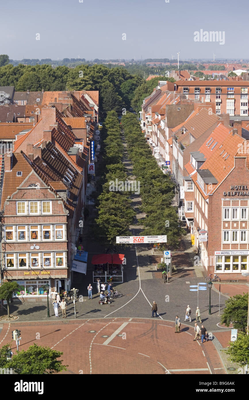 Germany Lower Saxony Emden city-overview pedestrian precinct Begrünung ...