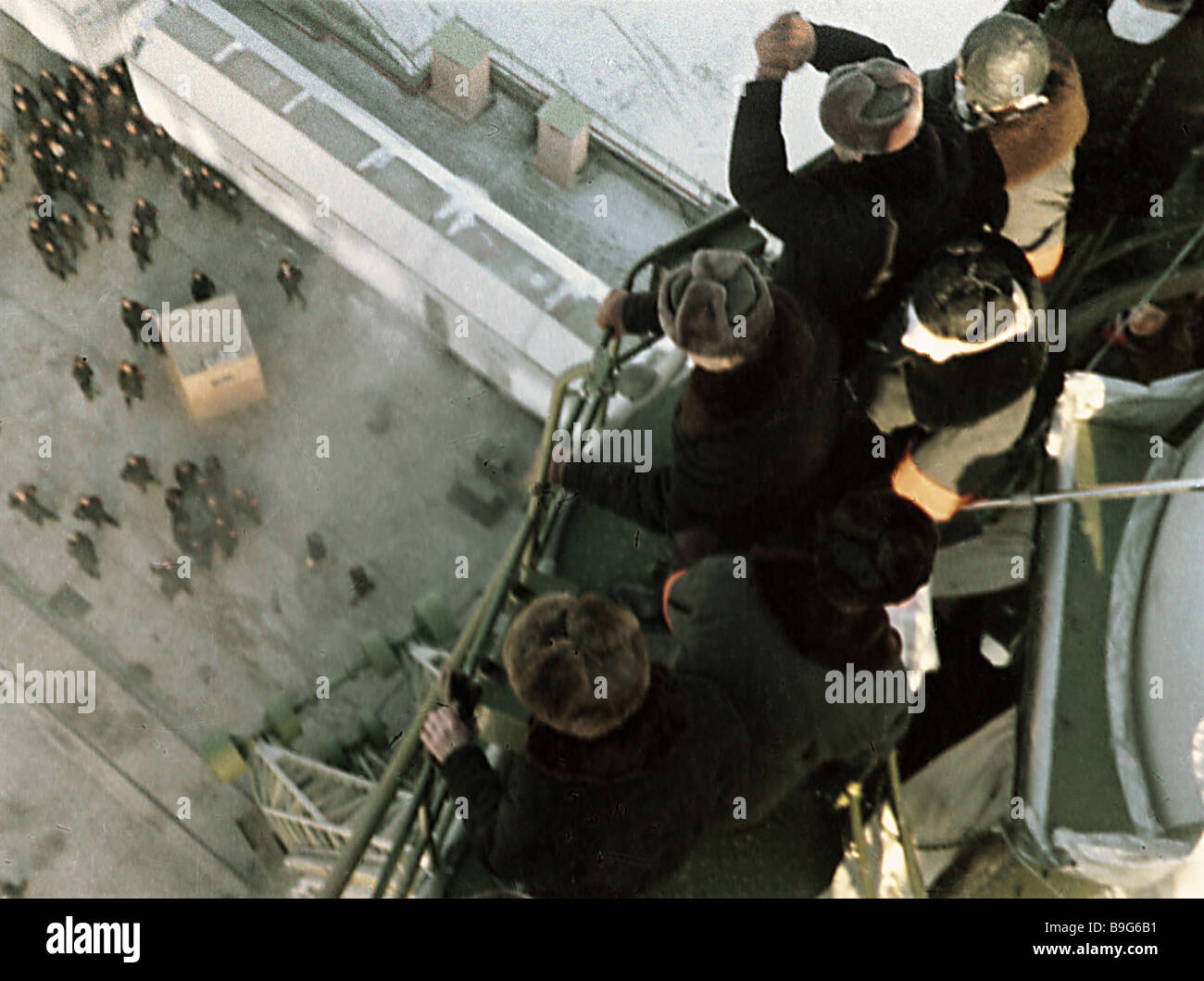 The Soyuz 5 space crew before blastoff A still from the film The Four ...