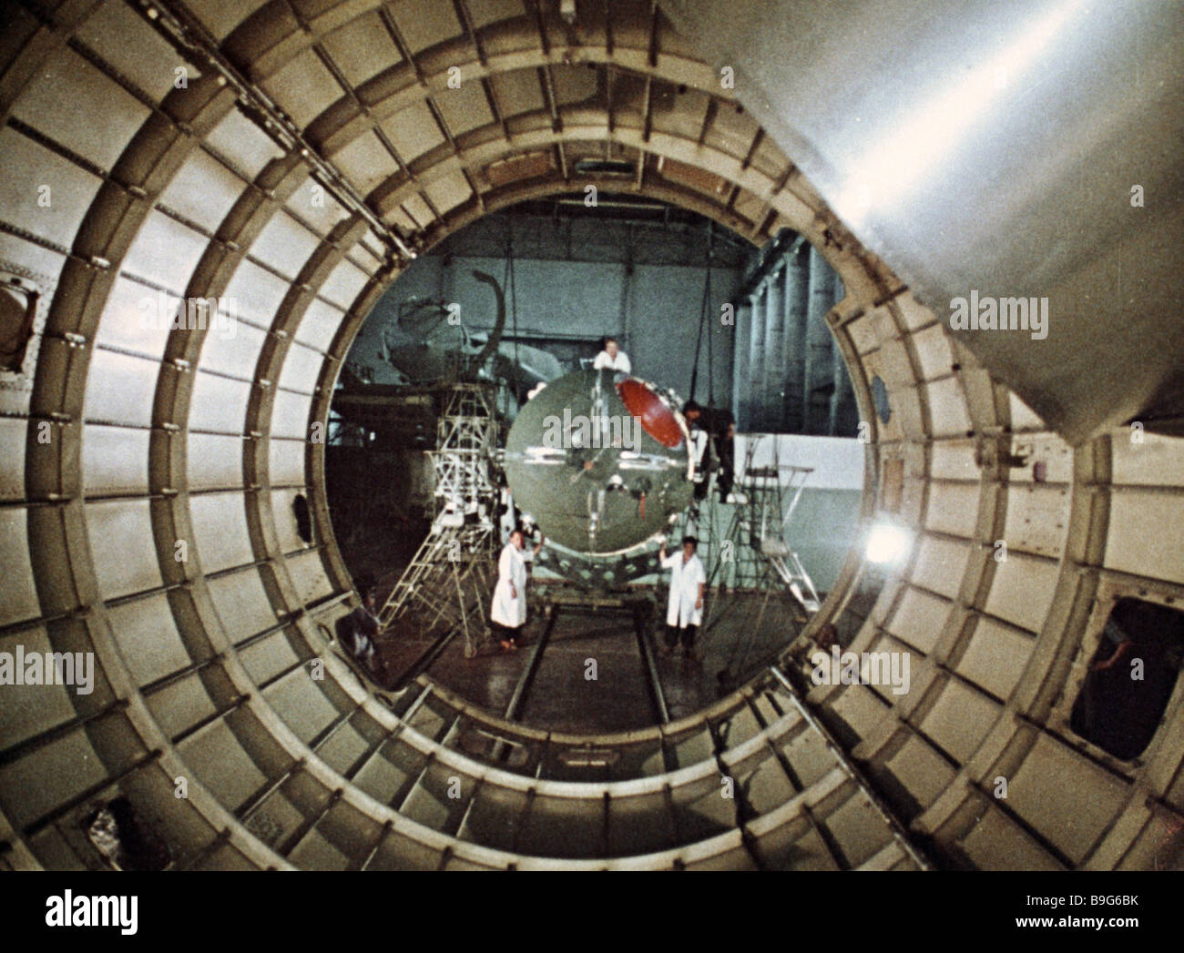 Space equipment preparations in a factory shop A still from the ...