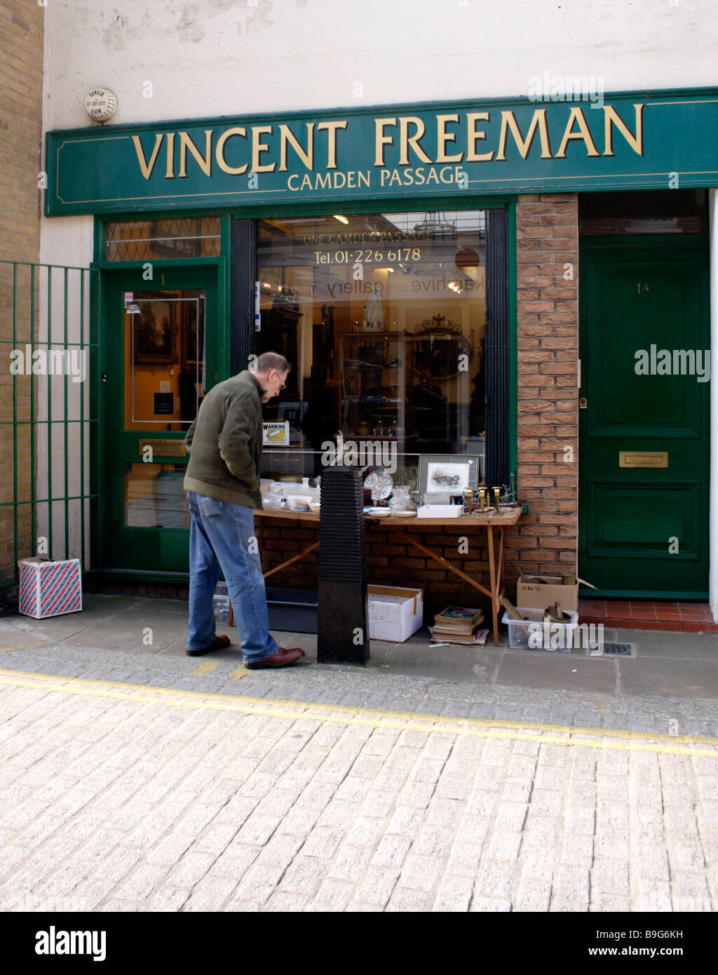 Vincent Freeman Antiques shop Camden Passage Islington London Stock ...