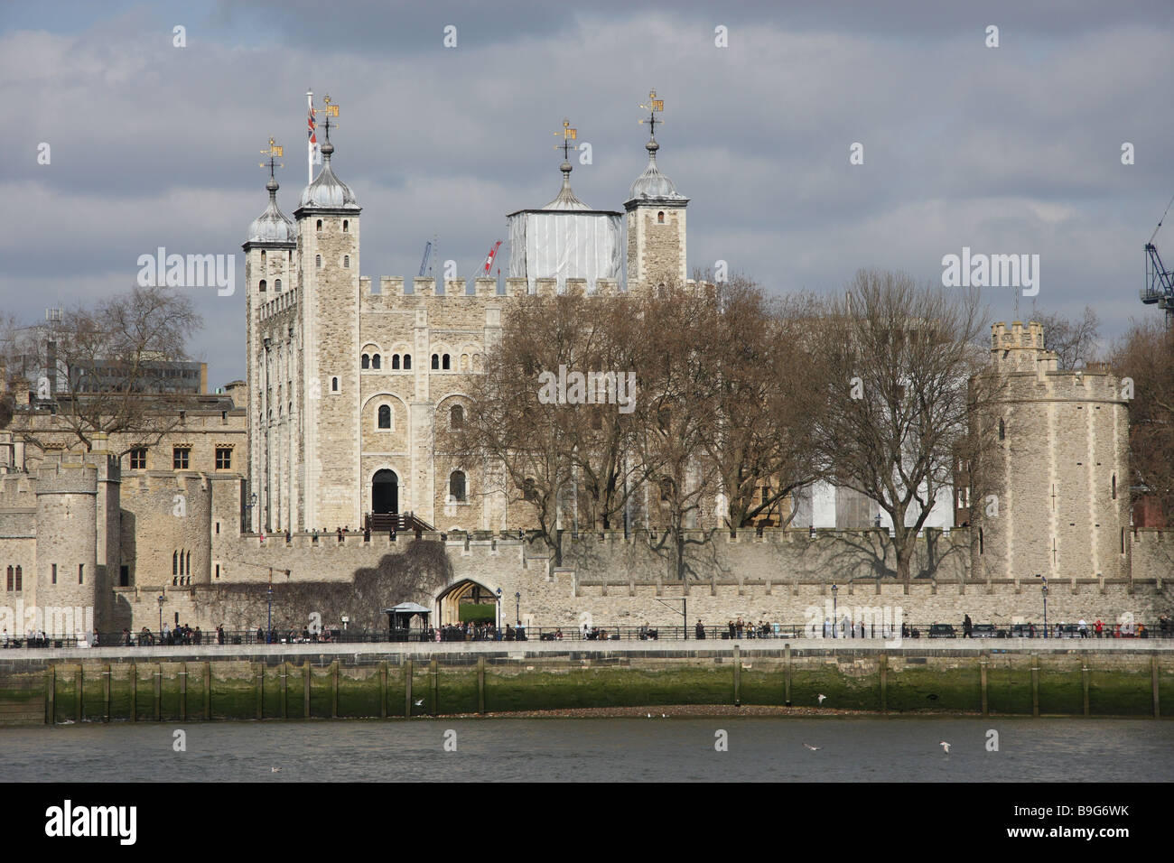 london england uk the tower river thames south bank riverside spring ...