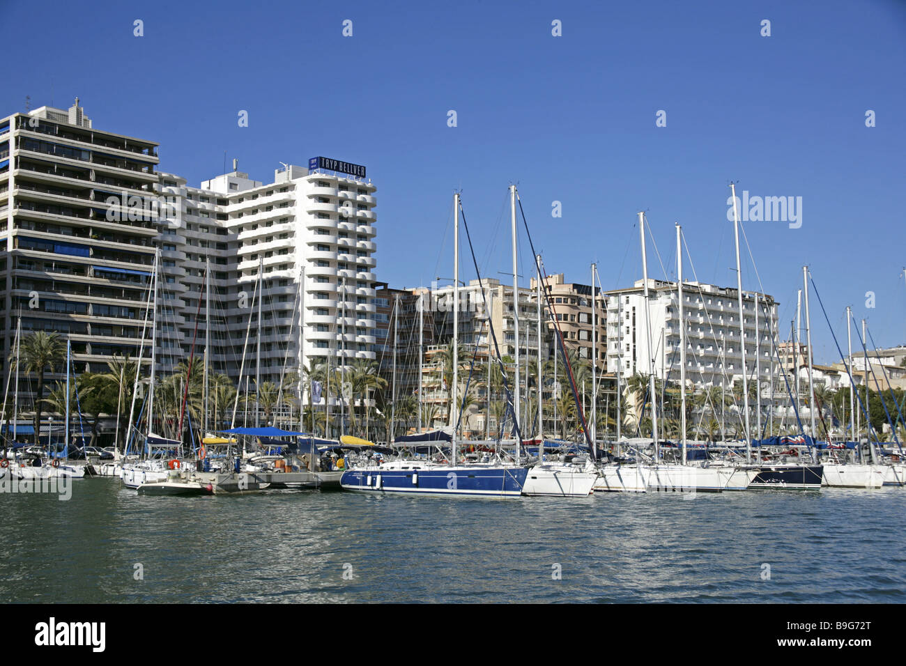 Spain Majorca Palma harbor shore-promenade high-rises Landing place ...