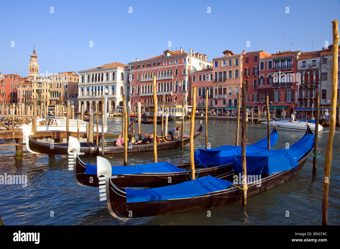 The Grand Canal of Venice Italy with Venetian architecture boats and ...