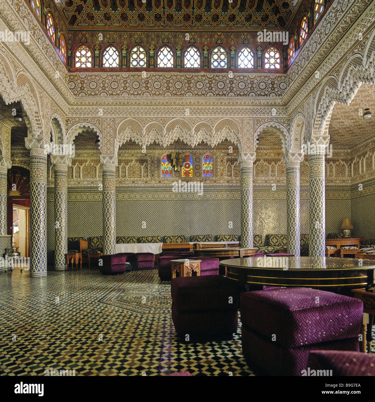 Morocco Meknes hotel armchair hotel Zaki Stock Photo - Alamy