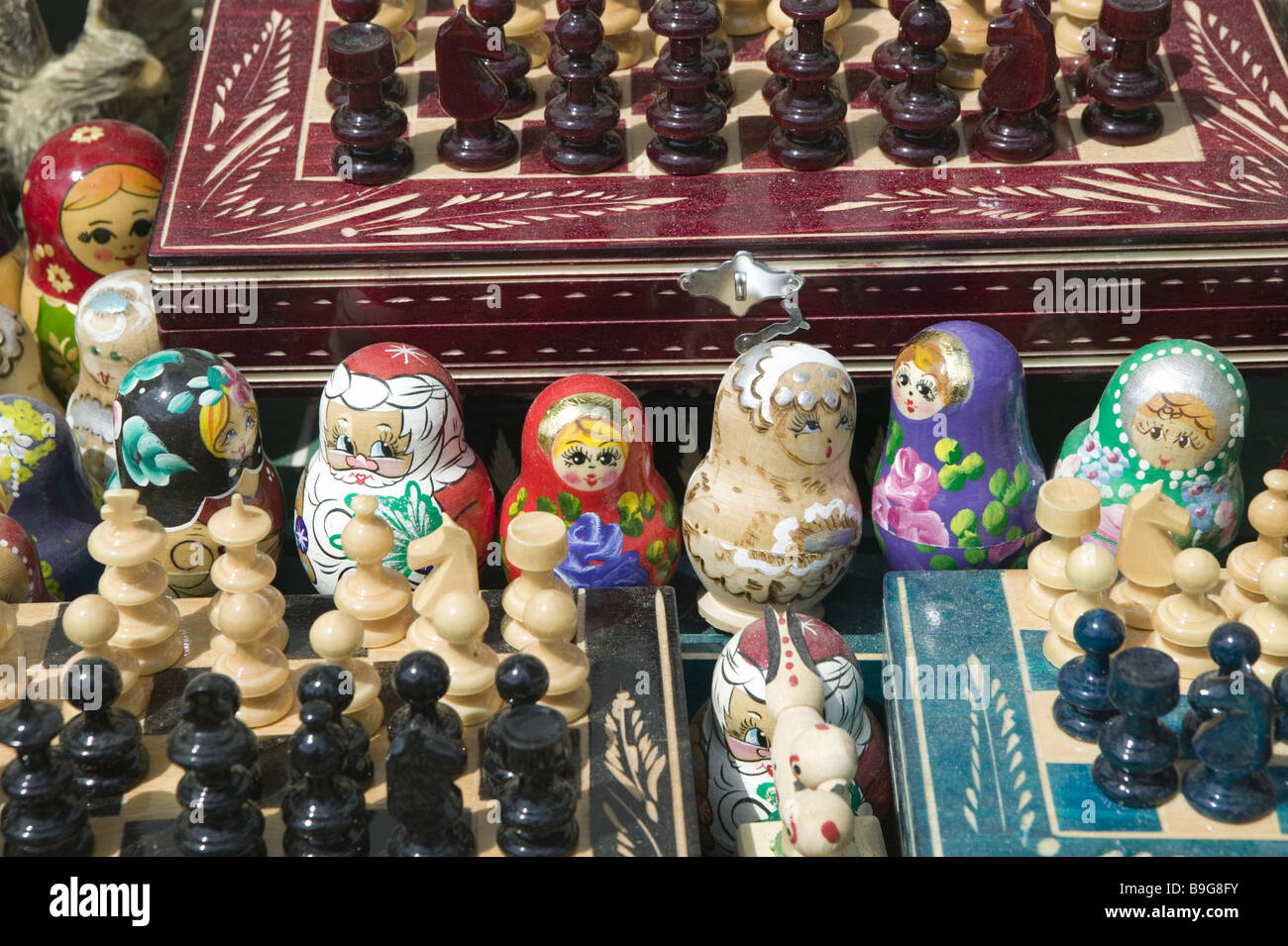 Hungary booth close-up souvenirs Matrjoschka-Figuren chess-games ...