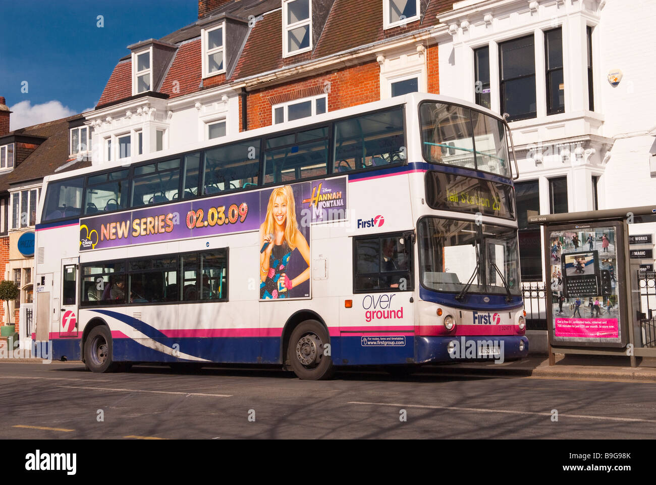 A first double decker bus at a bus stop in Norwich,Norfolk,Uk Stock ...