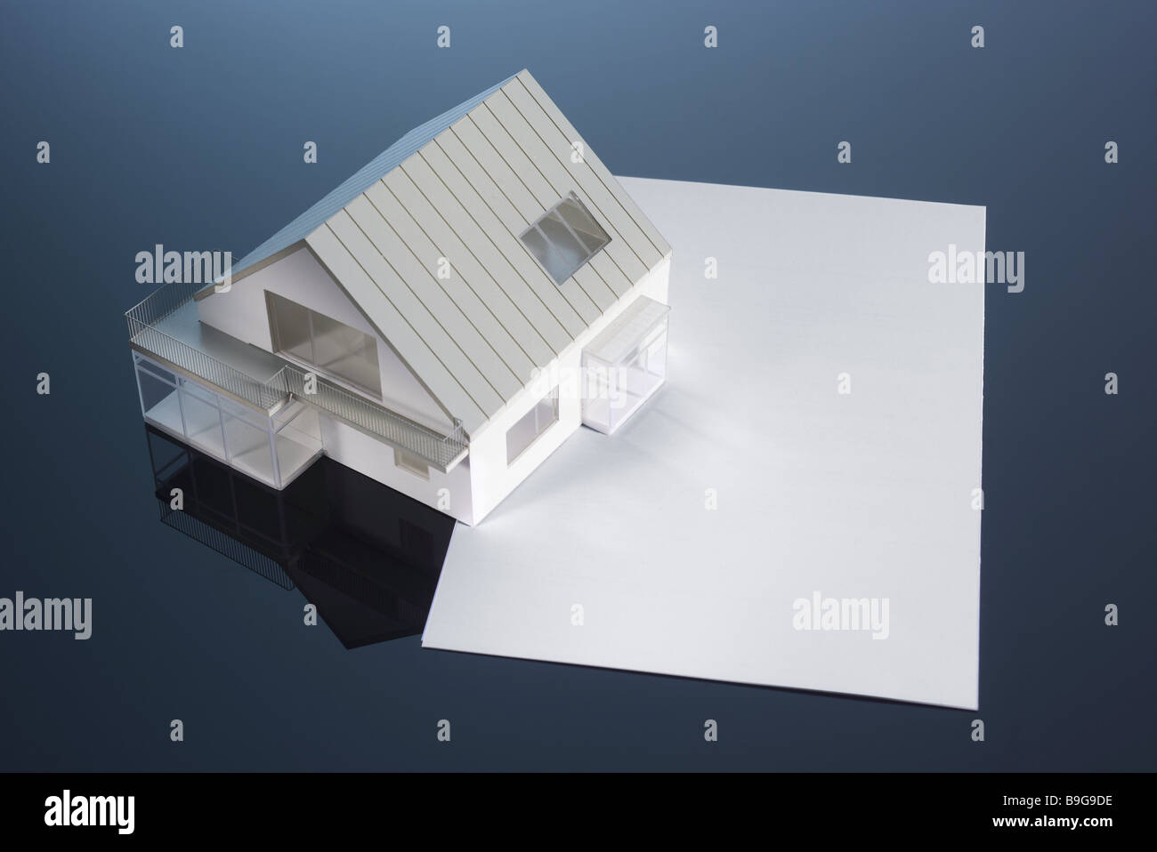 Model-house paper empty series house model one-family house blue ...