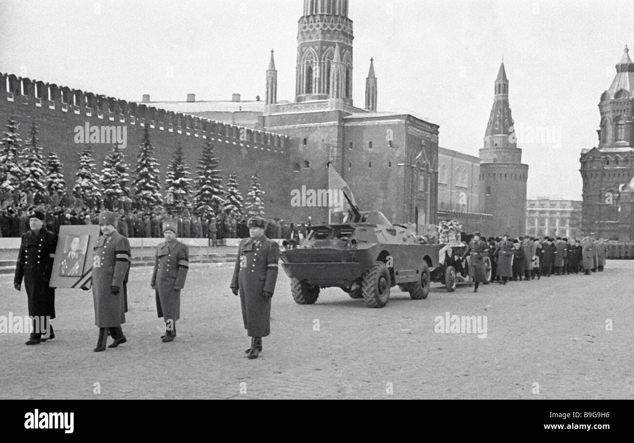 Procession on Red Square during the funeral of Marshal of the Soviet ...