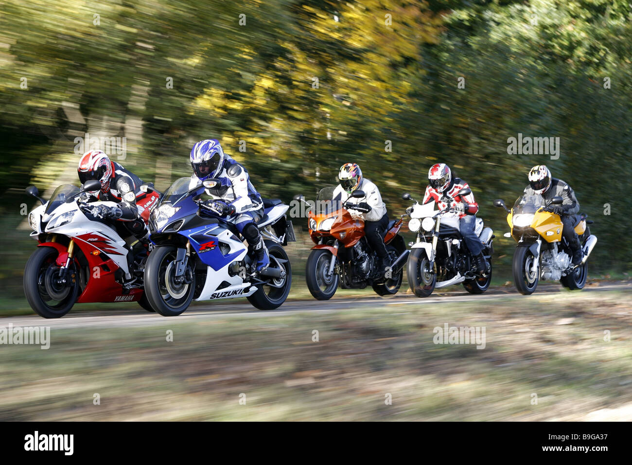 Forest streets motorcyclists five with-drawn forest-streets streets ...