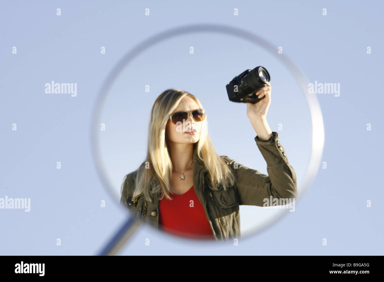 Motorcycle mirrors reflection woman young sun hi-res stock photography ...