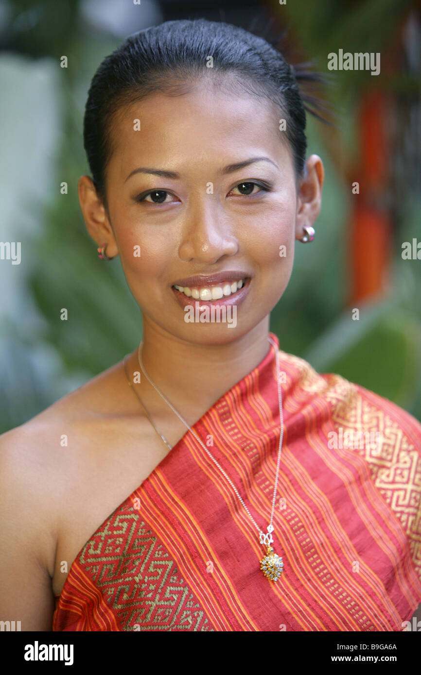 Thai portrait Asia outside natives folklore woman kindly cheerfully ...