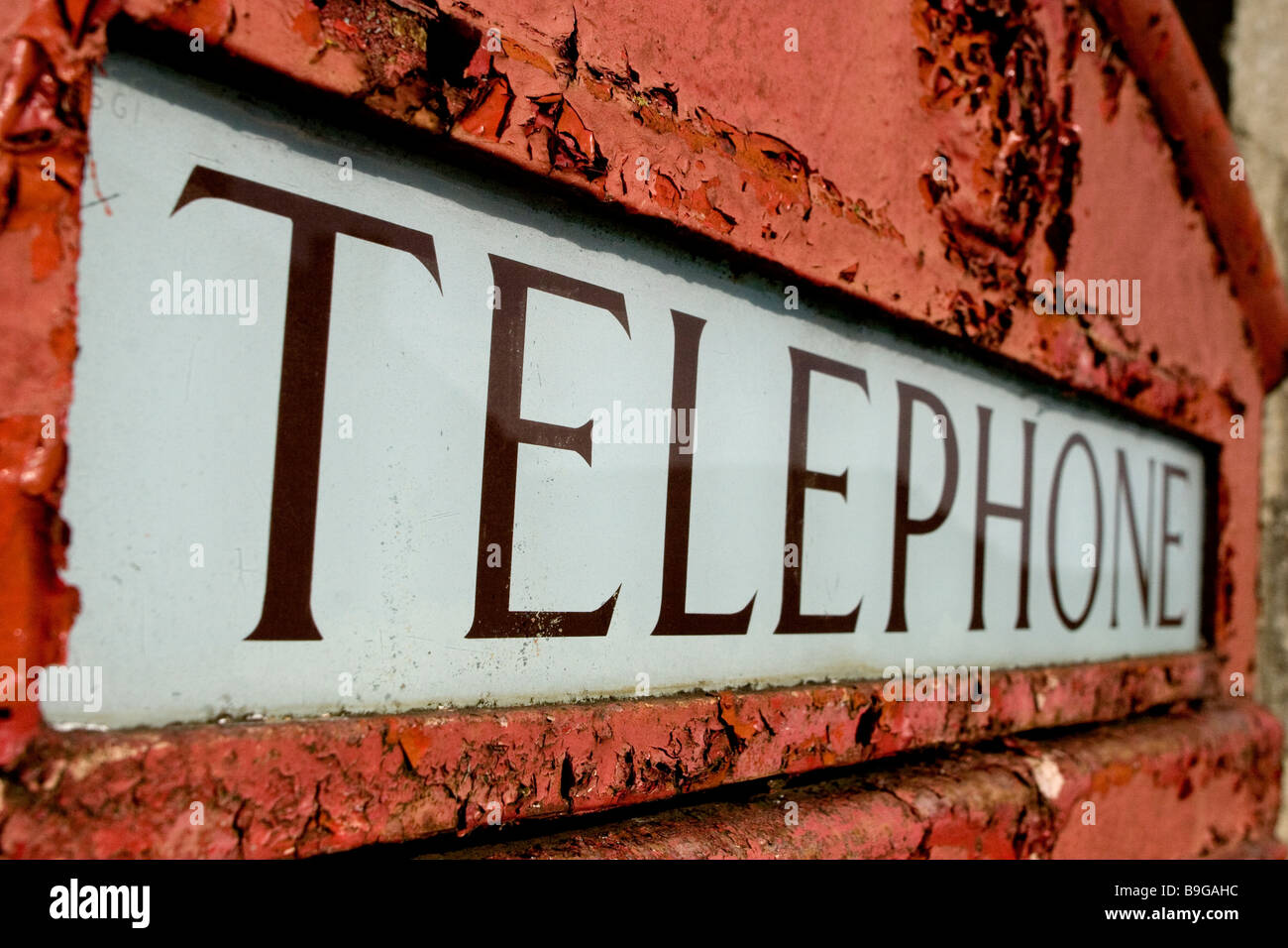 Old and rusty red telephone box in Wolverton, near Bath Stock Photo - Alamy