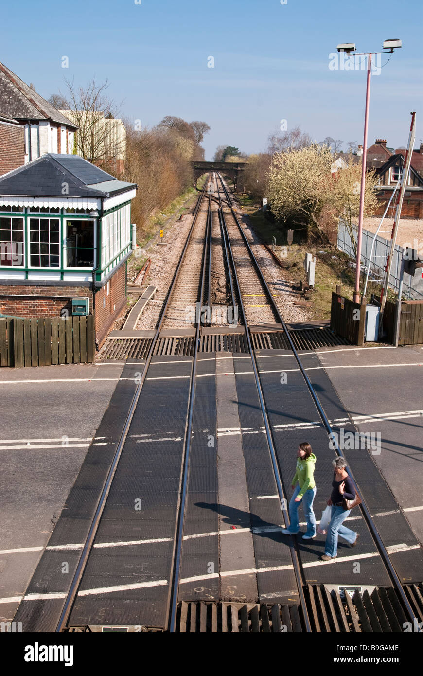 Petersfield Railway Station and level crossing Stock Photo - Alamy