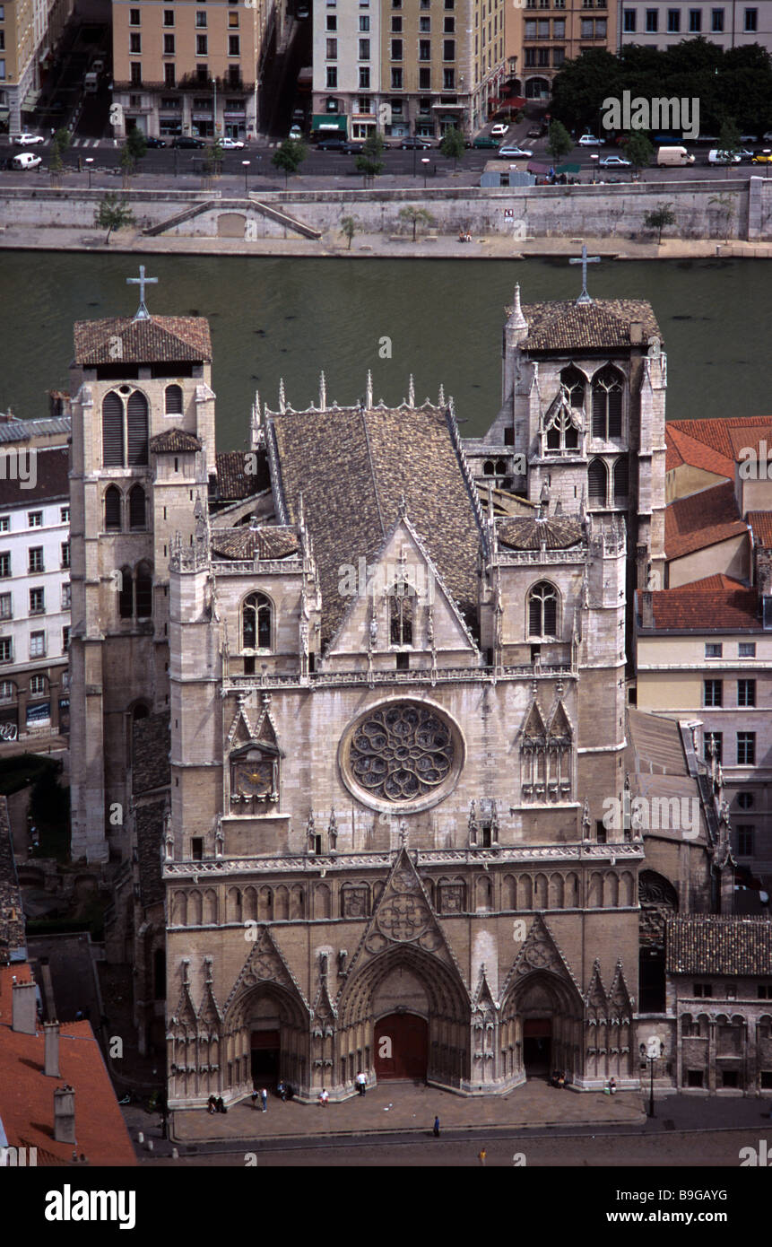 Gothic Cathedral of Saint Jean (John)(c11th), Lyon or Lyons, France ...