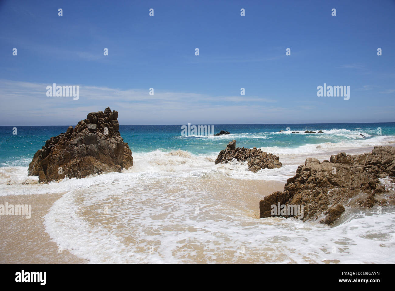Mexico Baja California los cabos Cabo San Lucas rock-coast surf Pacific ...