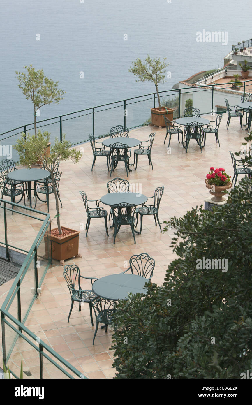 Italy Campania Amalfi coast Positano cafe terrace seating South-Italy ...