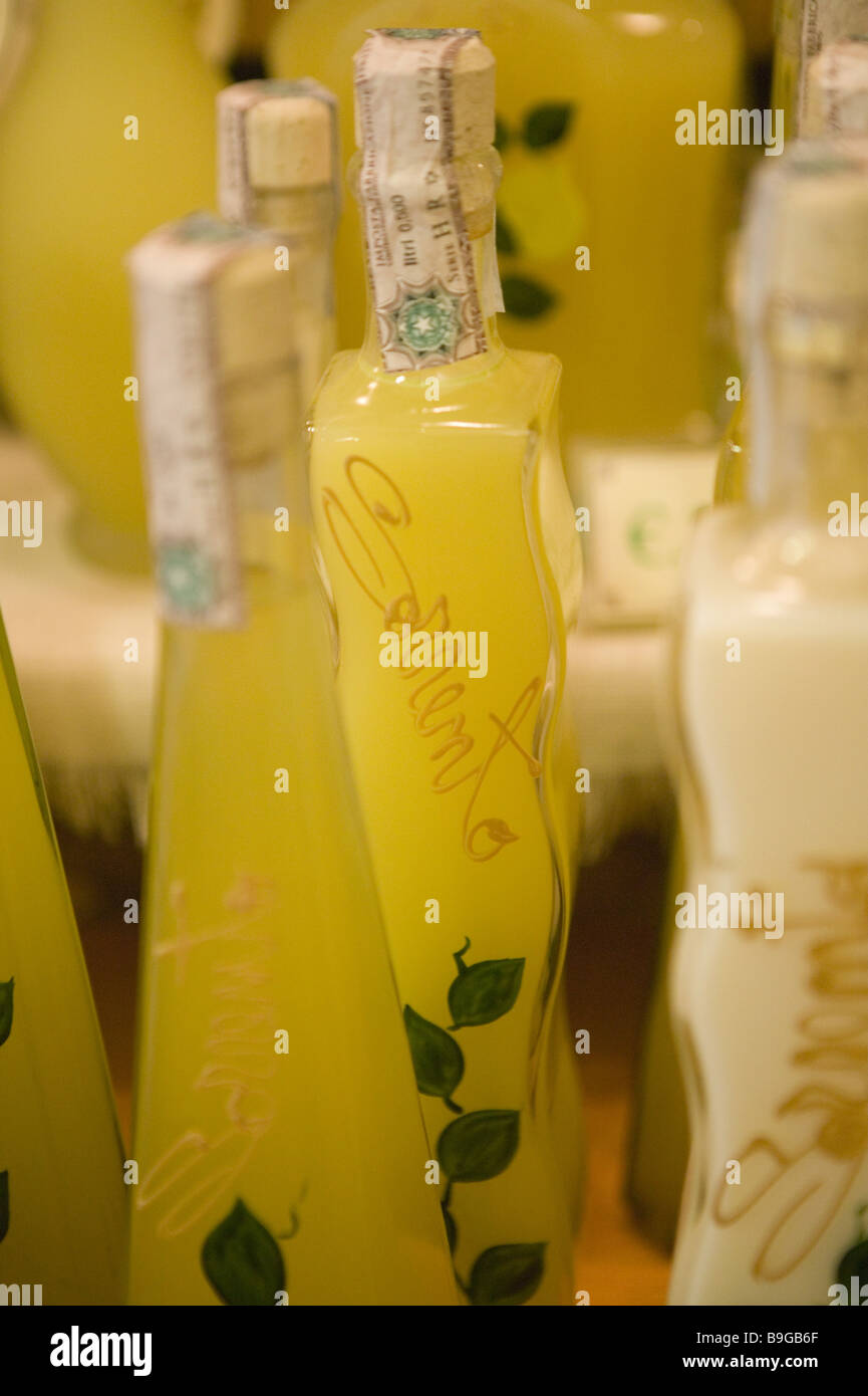 Italy Campania Sorrentische peninsula Sorrento limoncello bottles ...